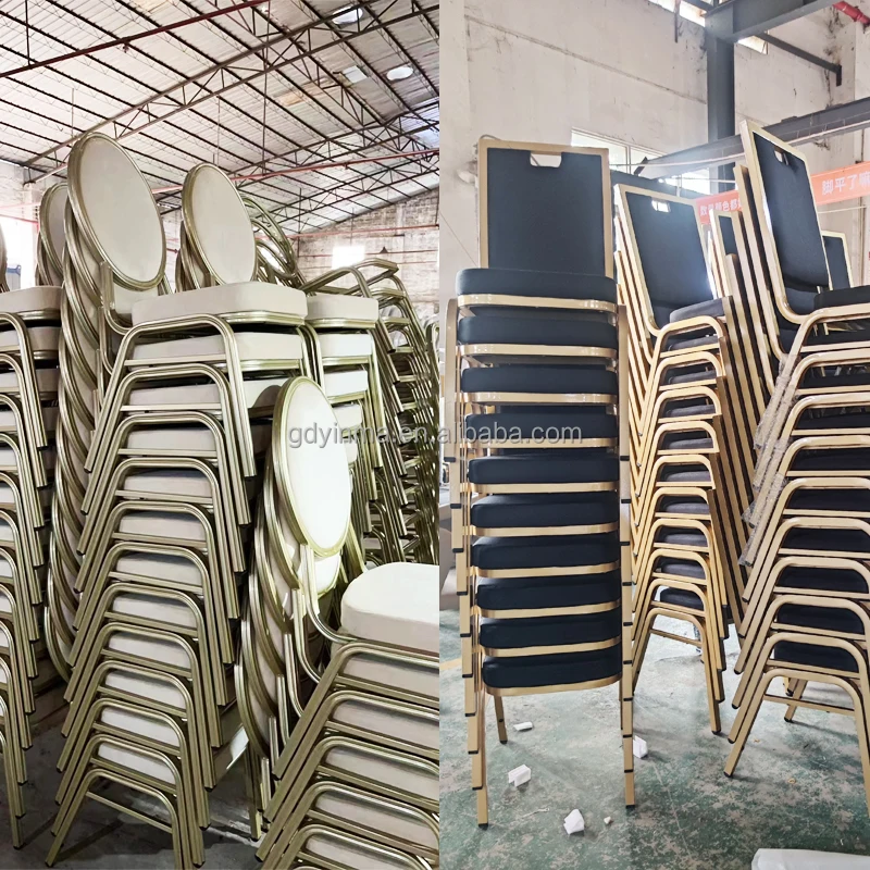 Wholesale Cheap Luxury Stackable Gold Iron Metal Chairs