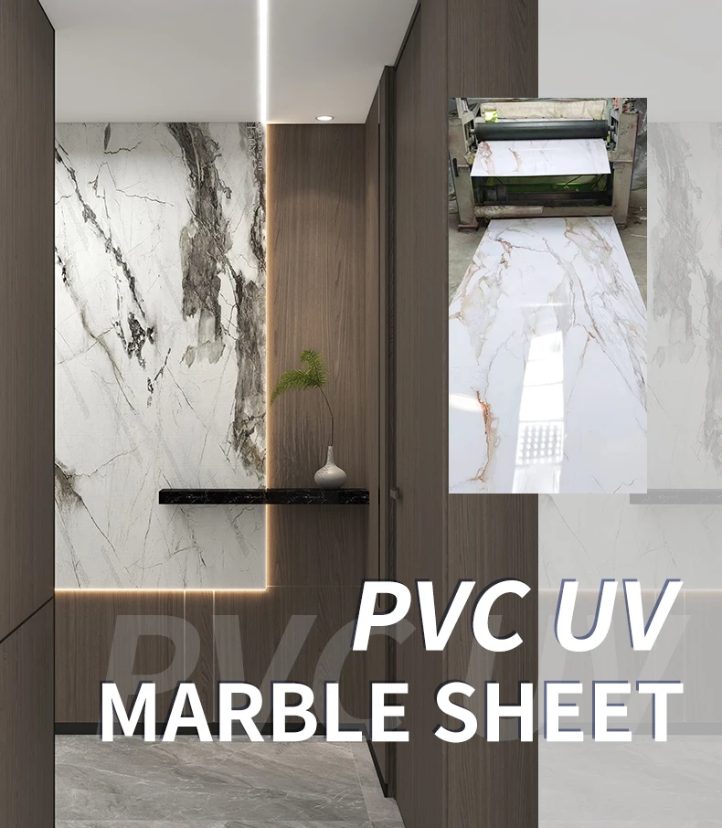 High Gloss Pvc Sheet Marble Wall Panel Board Uv Coated Waterproof ...