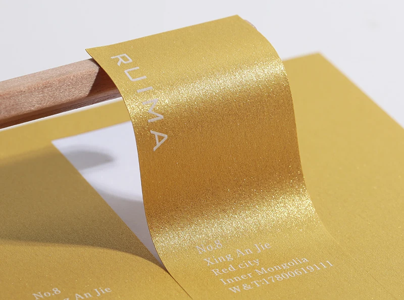 Pearlescent Sticker Gold Clear Business Label Custom Print