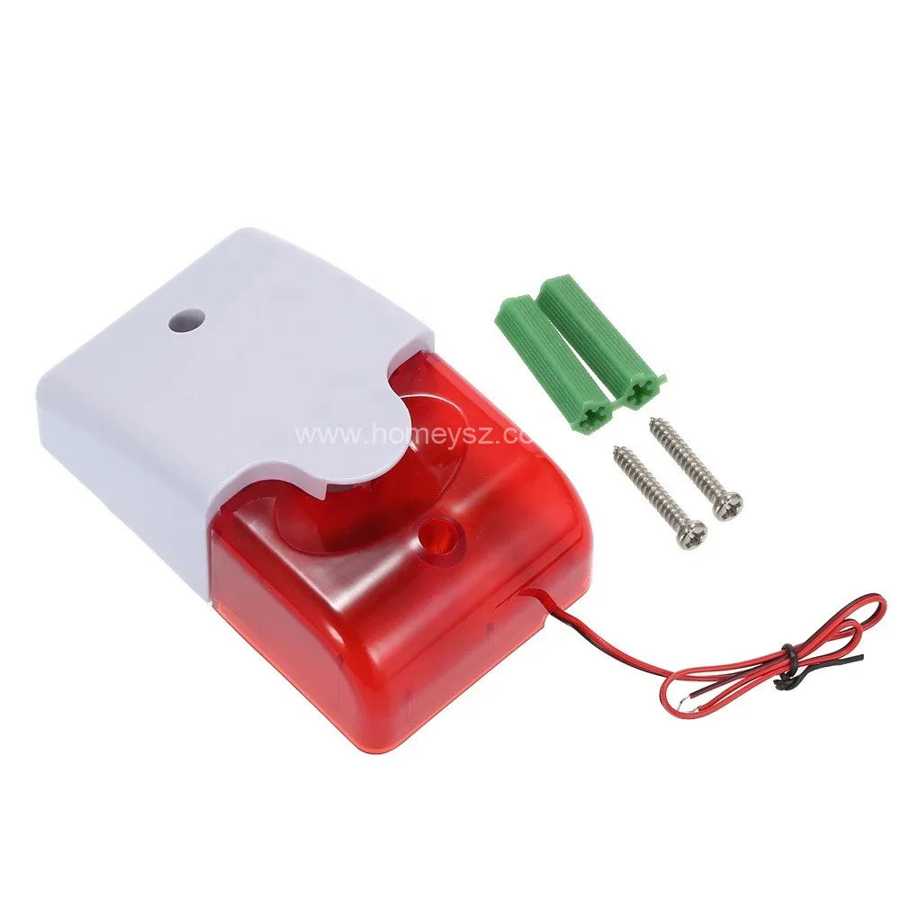 110dB Mini Wired Strobe Siren Sound Alarm Strobe Home Security Alarm ...