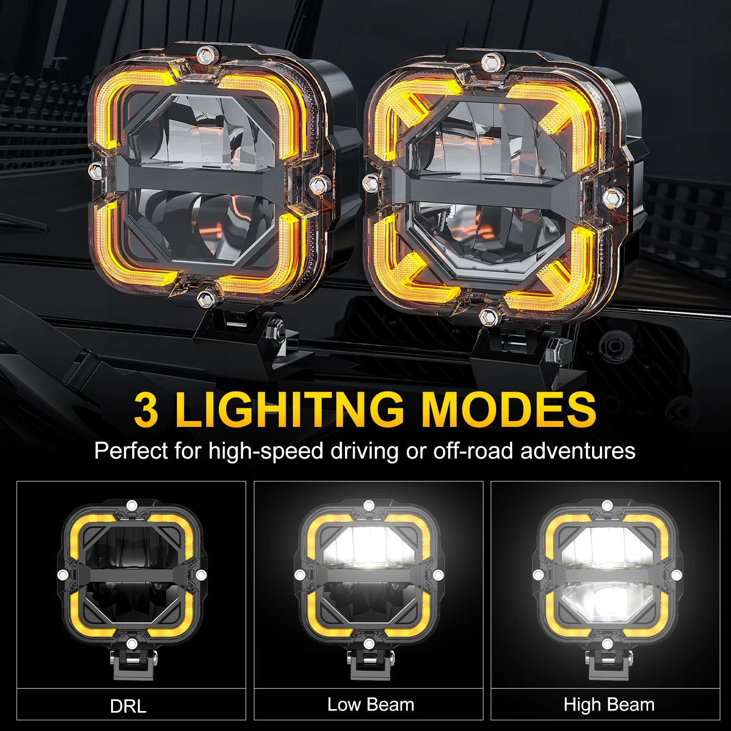 Universal 4Inch Mini 4x4 Combo Beam LED Spot Light Square for ...