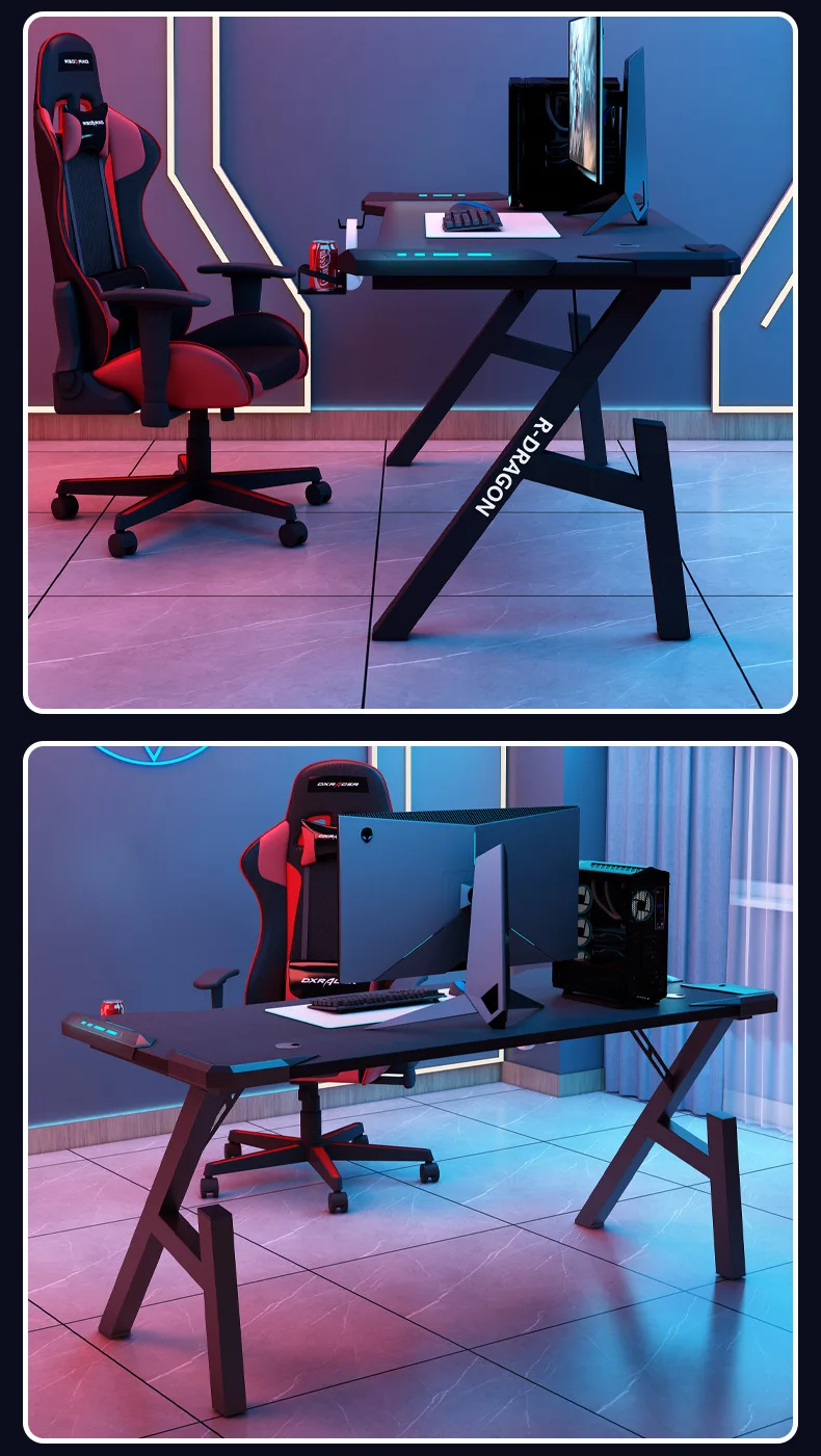 Customizable RGB LED Gaming PC Table with Adjustable Height & Foldable ...