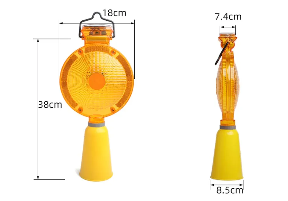 Red Yellow Solar Traffic Cone Warning Lamp Flashing Led Warning Light ...
