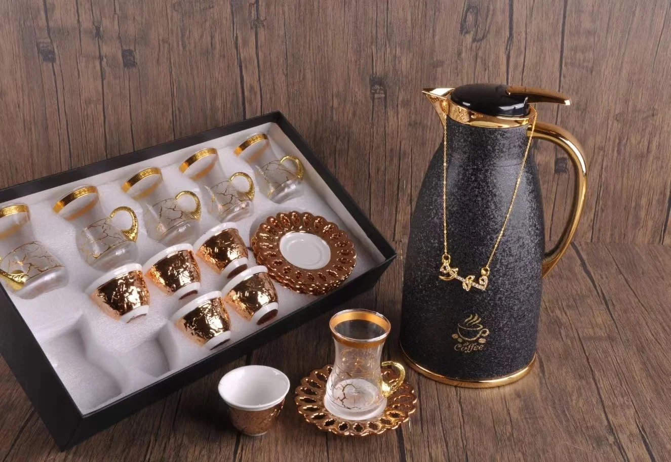 Turkish Style Vacuum Flask 1.6l Flask 75ml Cawa Cup 120ml Glass Cup ...