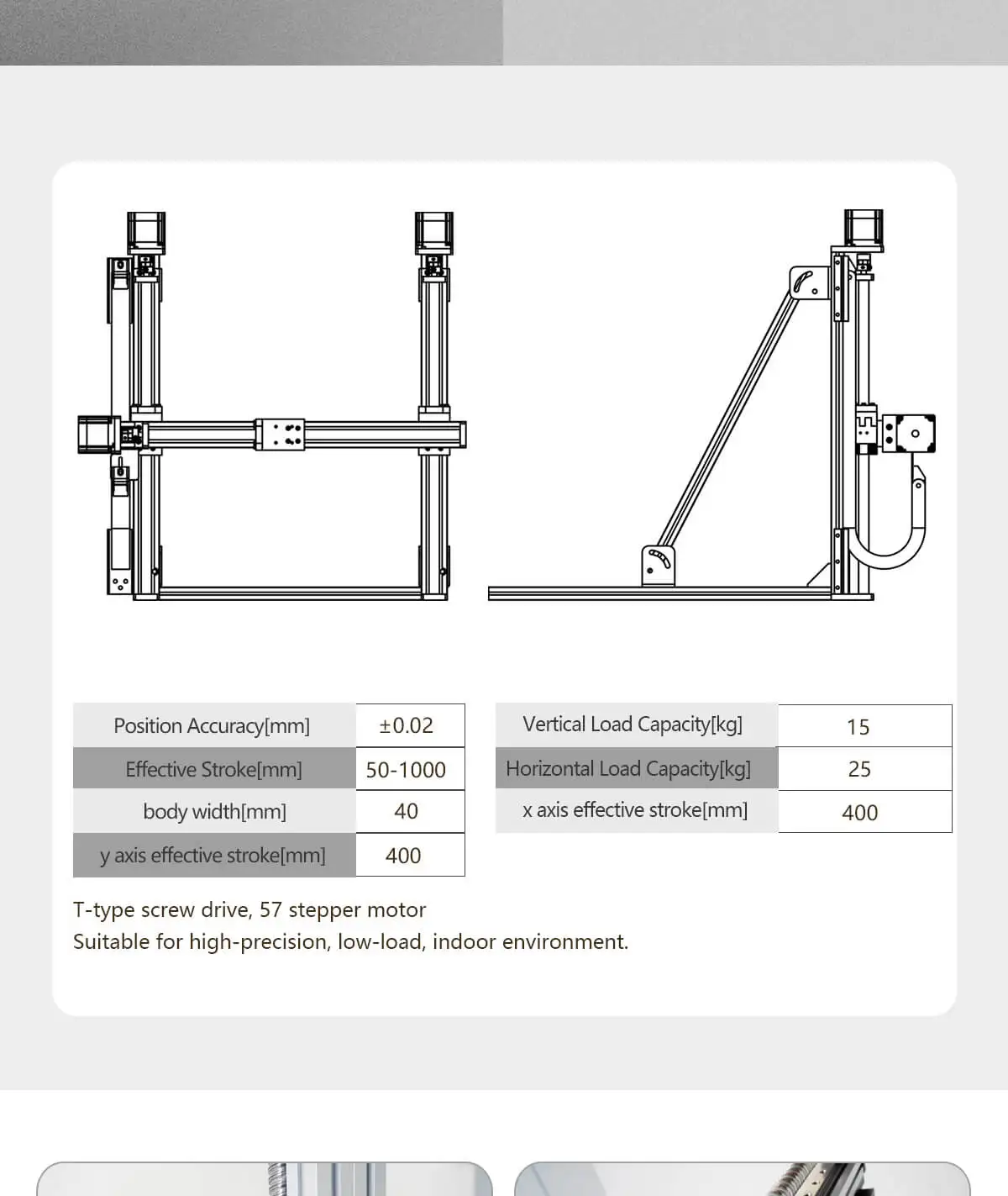Multi-axis Positioning Table Linear Gantry System Motorized Rail Guide