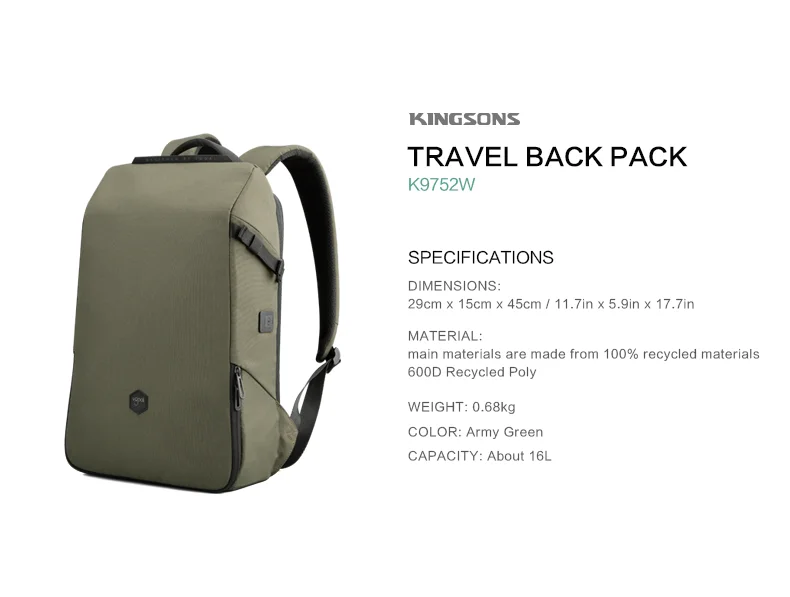 Hot Selling Custom Recycled PET Fabric Daypack Rucksack Waterproof ...