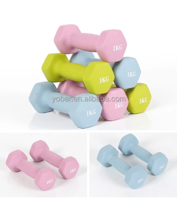 Colorful Neoprene Dumbbell 1kg 2kg 2.5kg 3kg 4kg 5kg 10kg Hexagonal ...
