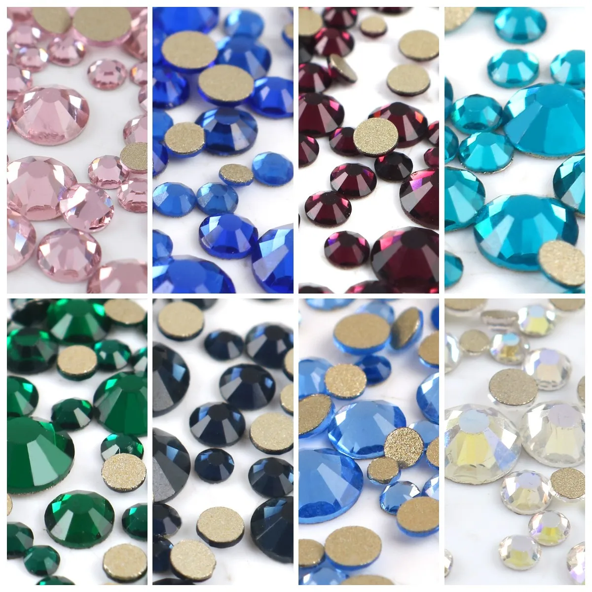 Ss4-ss20 Mix Size Clear Crystal Non Hotfix Gold Flatback Rhinestones ...