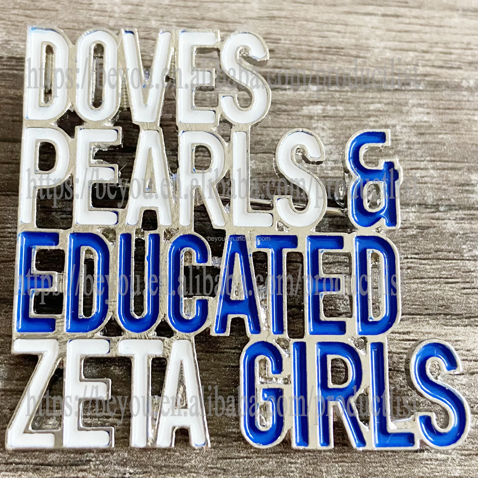 Zeta Phi Beta Doves Pearls & Educated Zeta Girls Blue White Enamel ...