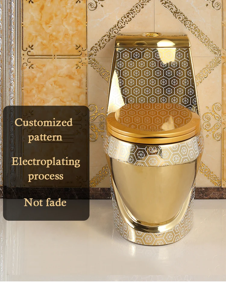 Plating Gold Color One-Piece Toilet Bowl Set & Pedestal Sink