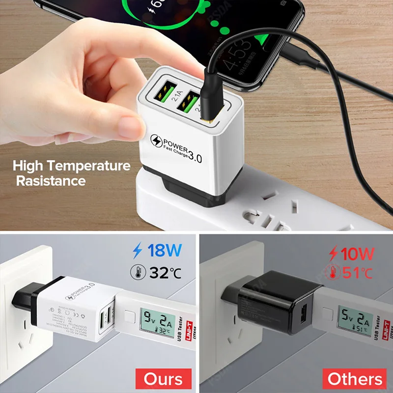 3 Ports Fast Charger Qc 3.0 Usb Charger For Phone Ipad Fast Charger Qc3 ...