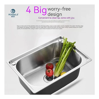 Integrated Stretch Molding Single Bowl Kitchen Sink Stainless Steel ...