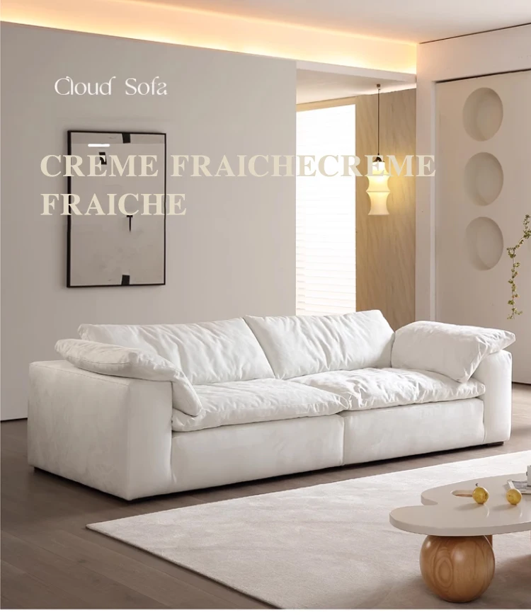 Cloud Sofa Cream Wind Big Seated Deep Straight Row Four-Seat Sofa ...