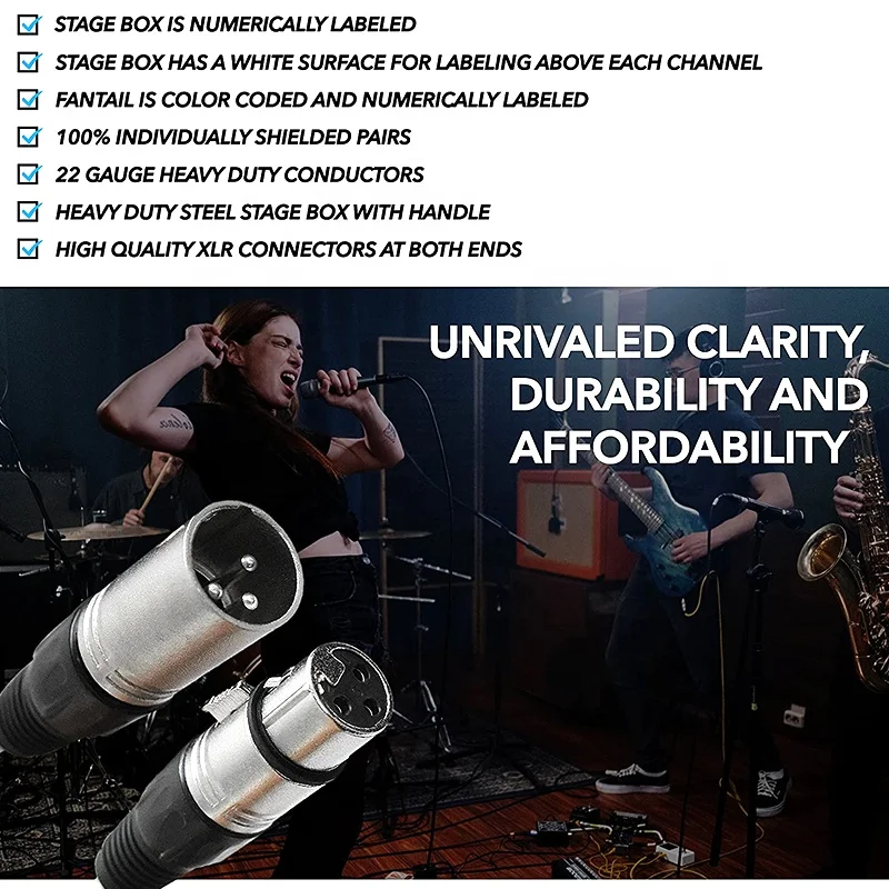 DMX Audio De Y Power Snake XLR Cable - Male to Female