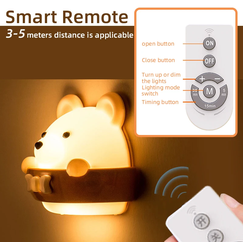 Led Small Night Light Bedroom Bedside Hole Free Wall Lamp Can Be ...