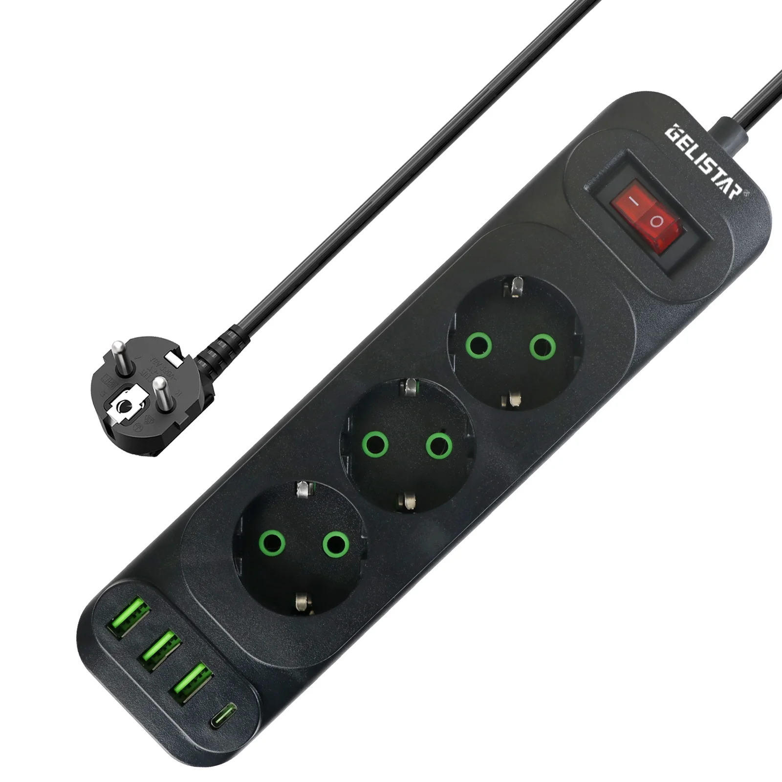 European Power Socket 3 Outlets With 3 Usb Ports And 1 Type C Port ...