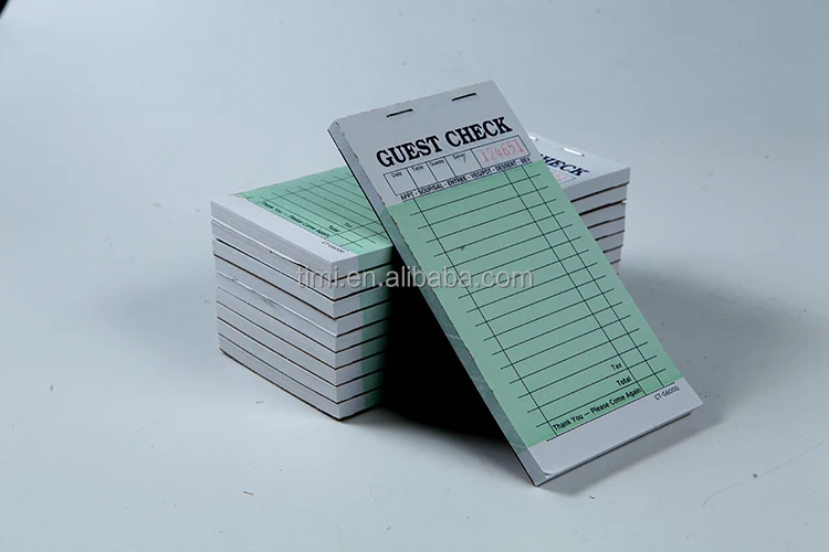 Single Part Perforated White Guest Check Book Pads 6.75x3.4'' For Hotel ...
