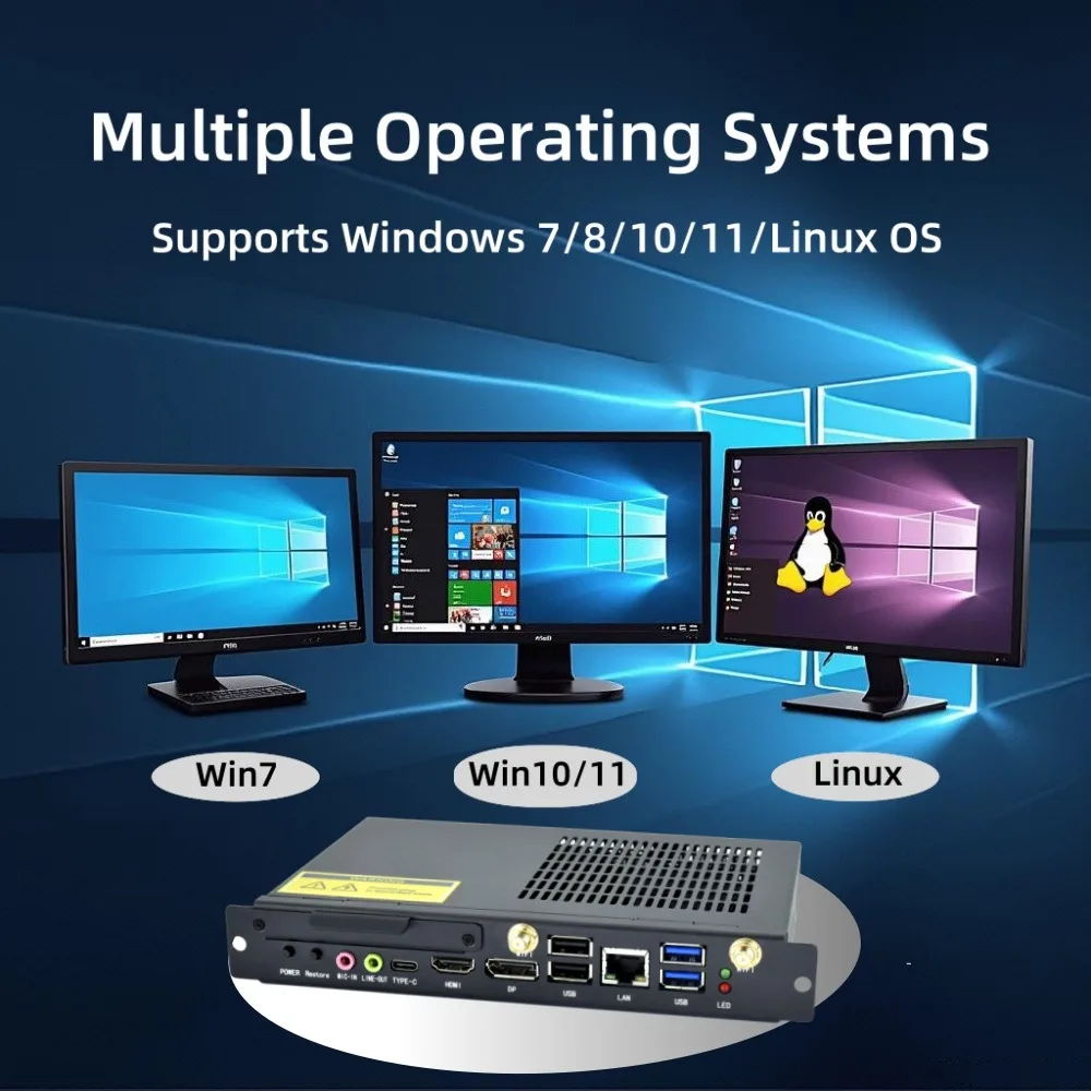 11th 12th 13th Gen Core Co I3 I5 I7 Intel CPU Window 10 11 Pro Mini OPS PC Televisions Embedded ...