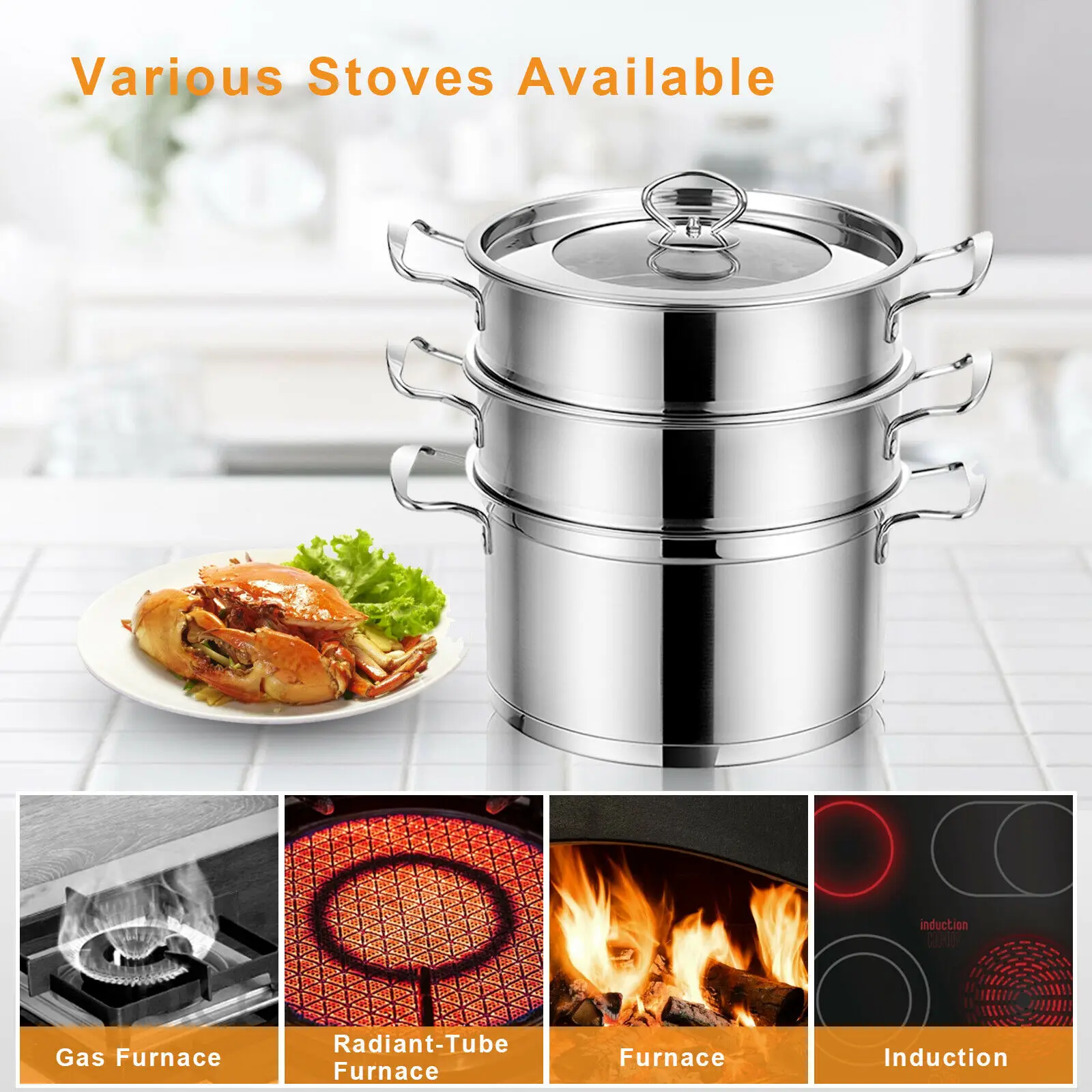 3-tier Steamer Pot - Efficient Cooking with Stainless Steel