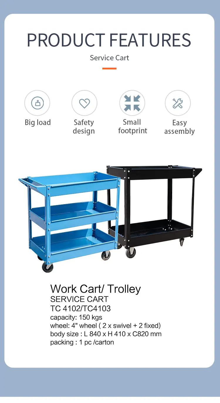 Heavy Duty 4 Wheels 3-tier Mobile Industrial Wagon Cart Tools Utility ...