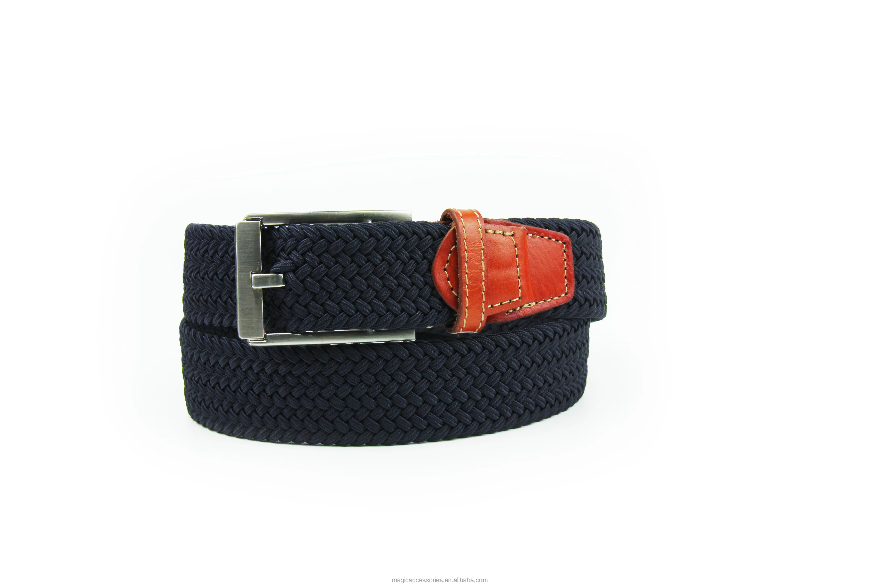 Black Slim Core Woven Braided Belt with Silver Frame Pin Buckle ...