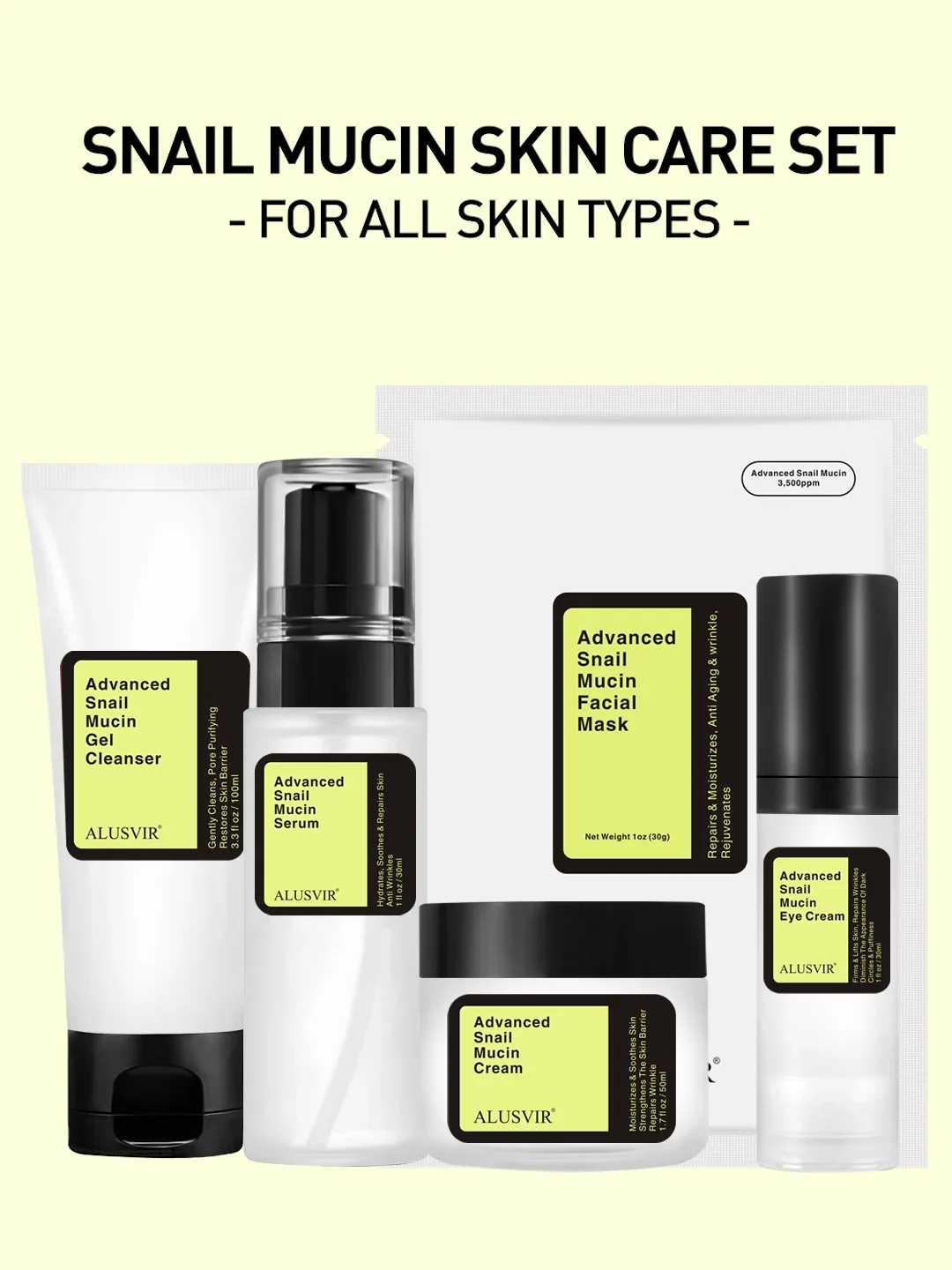 Korean Skin Care Set 96% Snail Mucin Hyaluronic Acid Face Care ...
