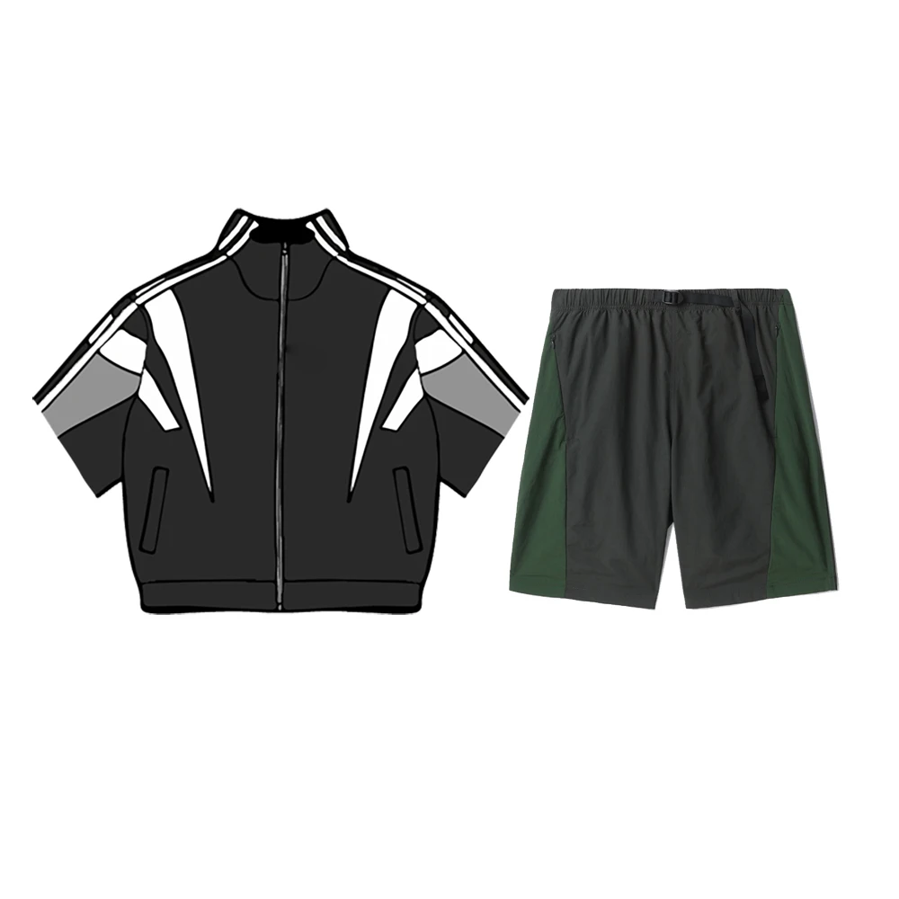 Unisex Custom Logo School Zip Two Piece Track Suit Jacket Windbreaker ...