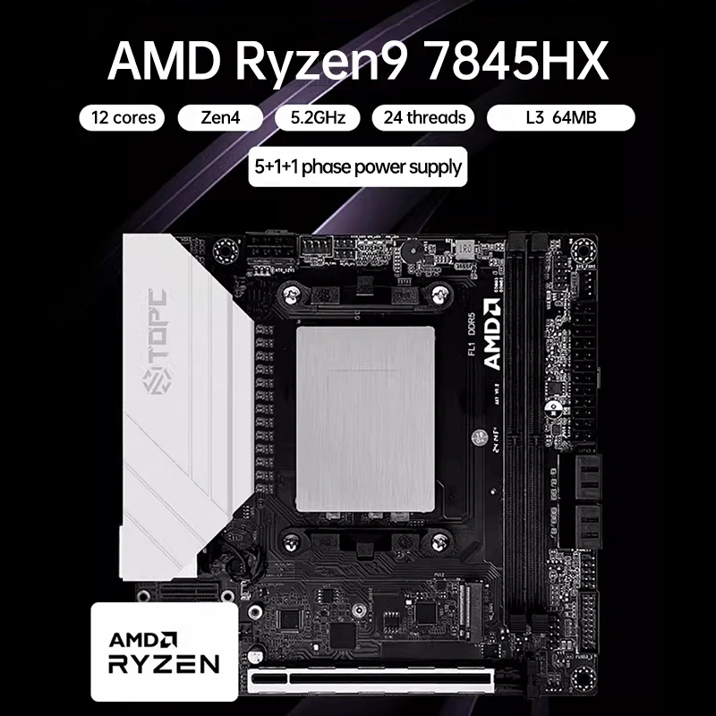 Topc NEW AMD Ryzen R9-7845HX ITX Onboard CPU Motherboard Kit