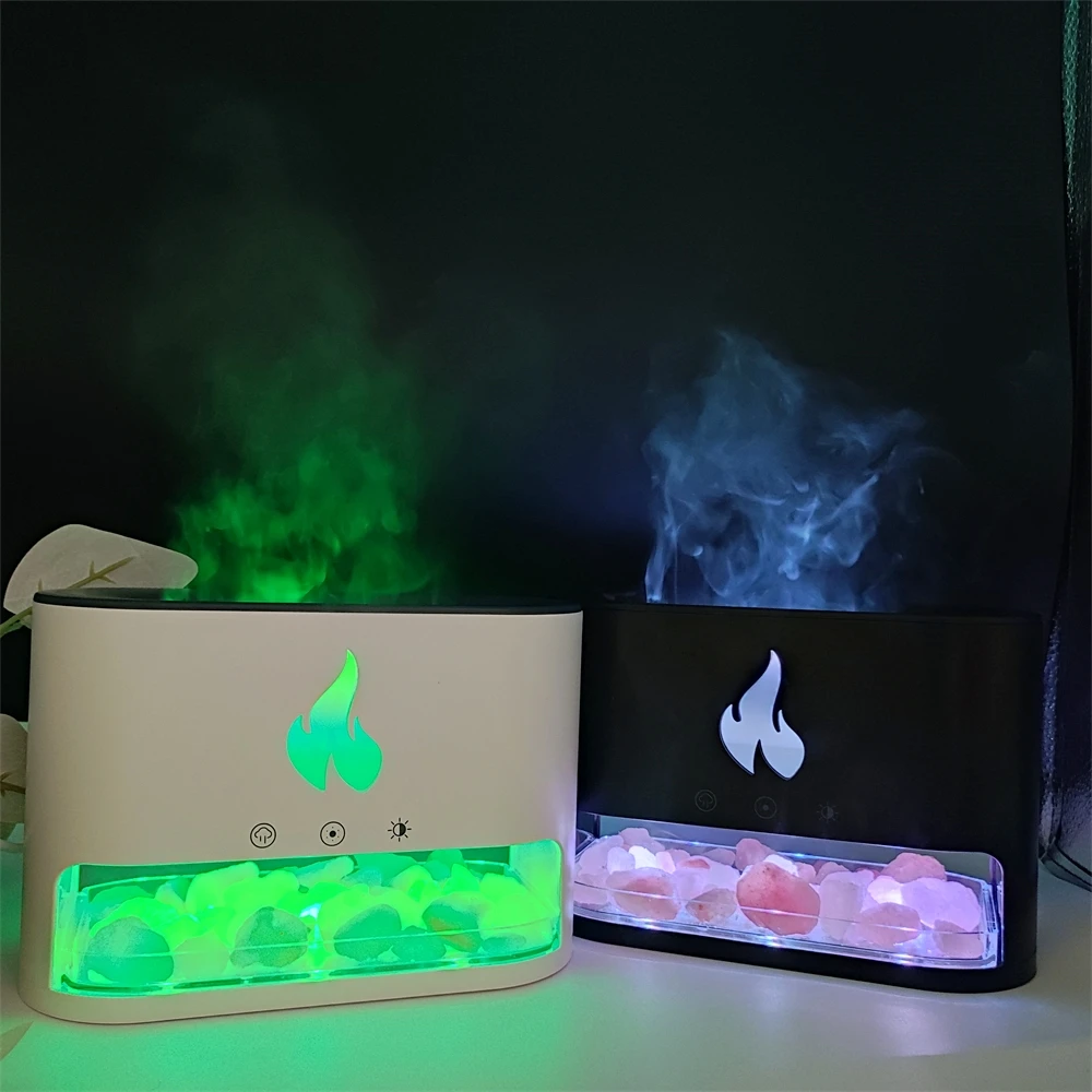 Customized Logo Ultrasonic Flame Aroma Diffuser - Himalayan Salt Lamp
