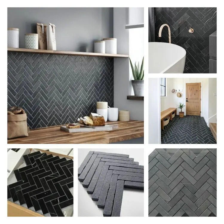 Bluestone Herringbone Floor Tile - Durable & Stylish