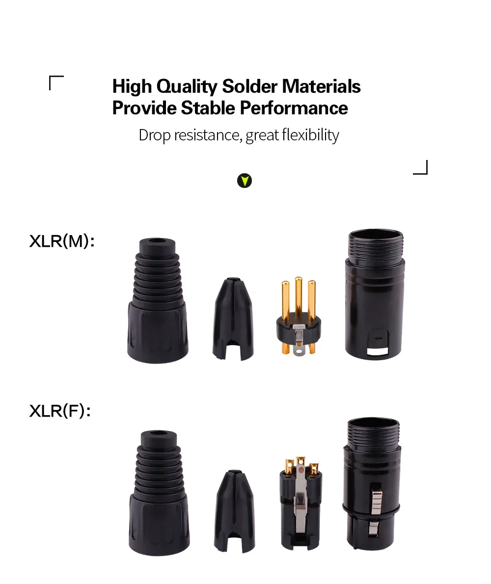 1Male +1 Female 3 Pin XLR Solder Type Microphone Line Plug Connector ...