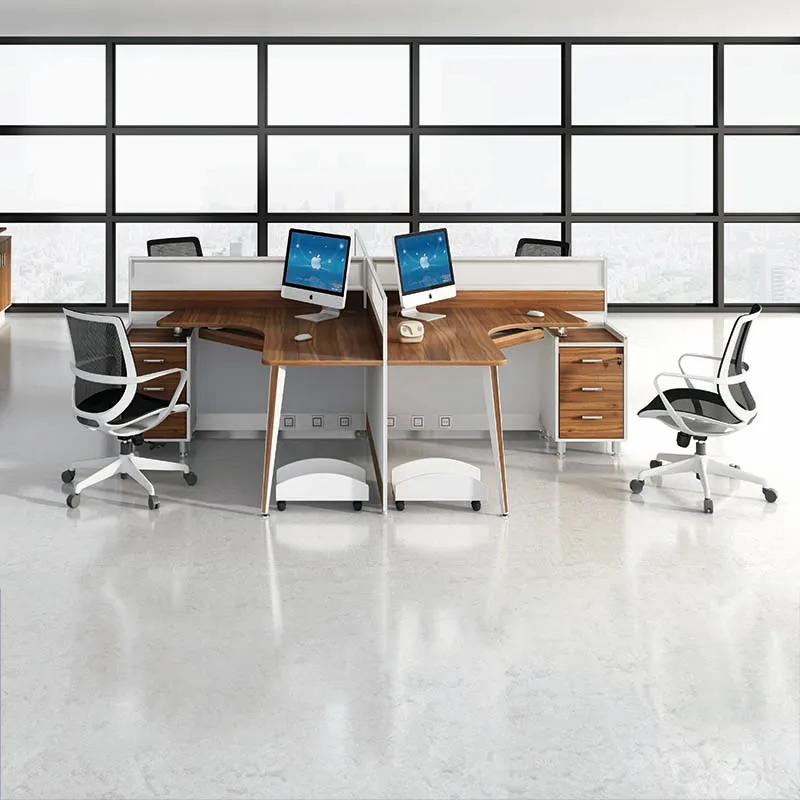 Office Furniture modular Office Table 4 Seater Staff Table Wood Office ...