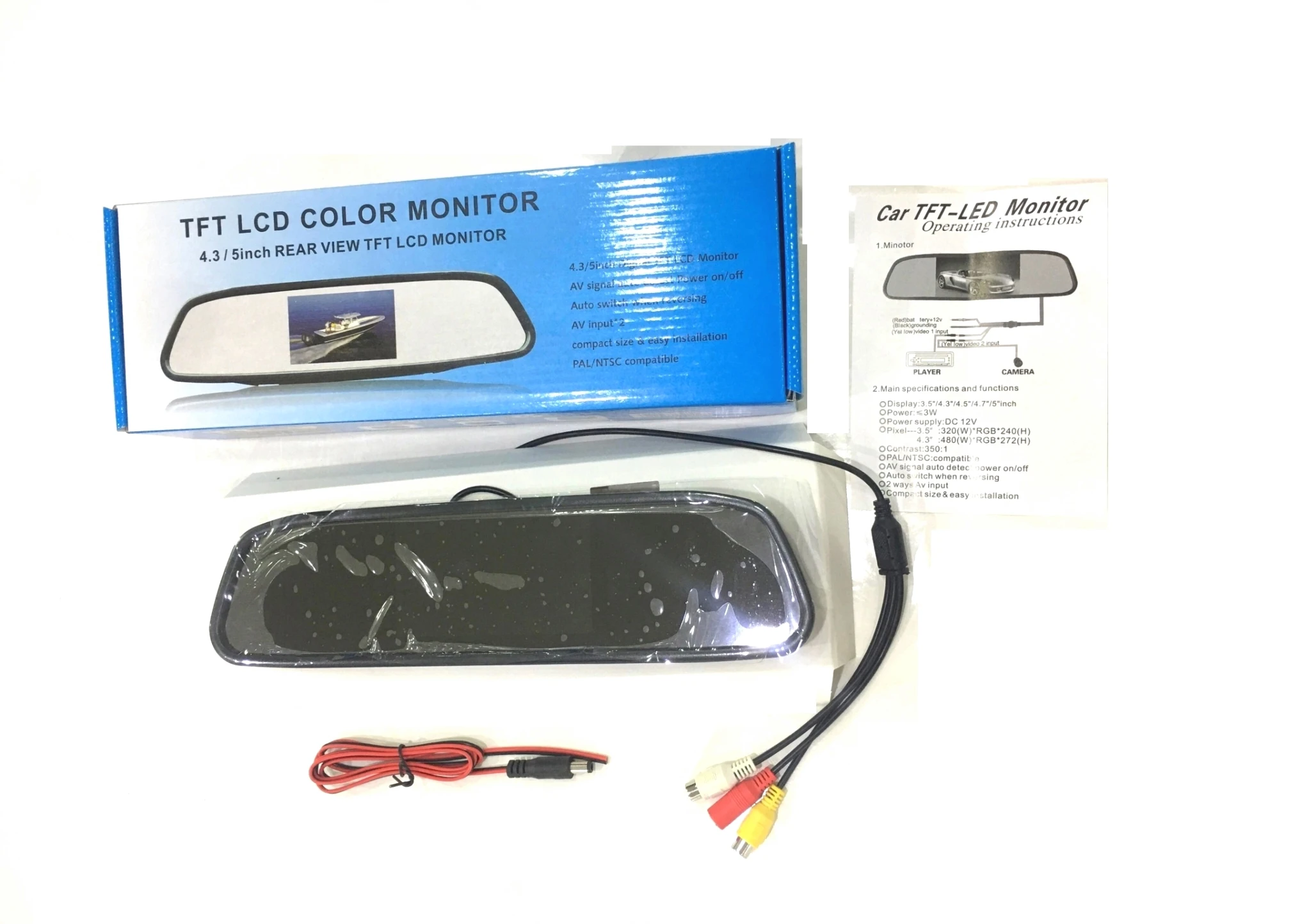 4.3inch Clip-on Rear View Mirror Auto Parking Sensors Kit Parking Radar ...