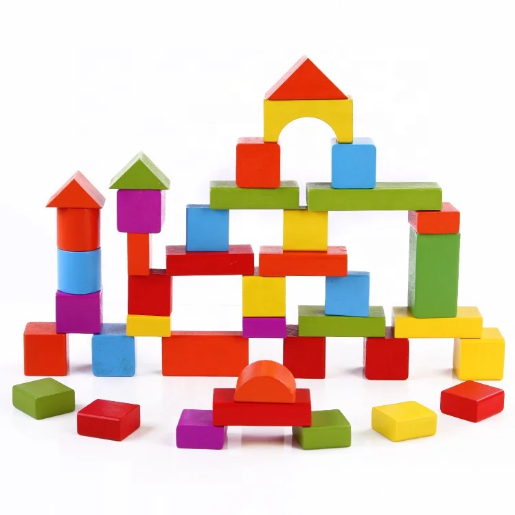 Wholesale Fancy Colours Wooden Building Blocks Toy Cheap Kids Wooden ...