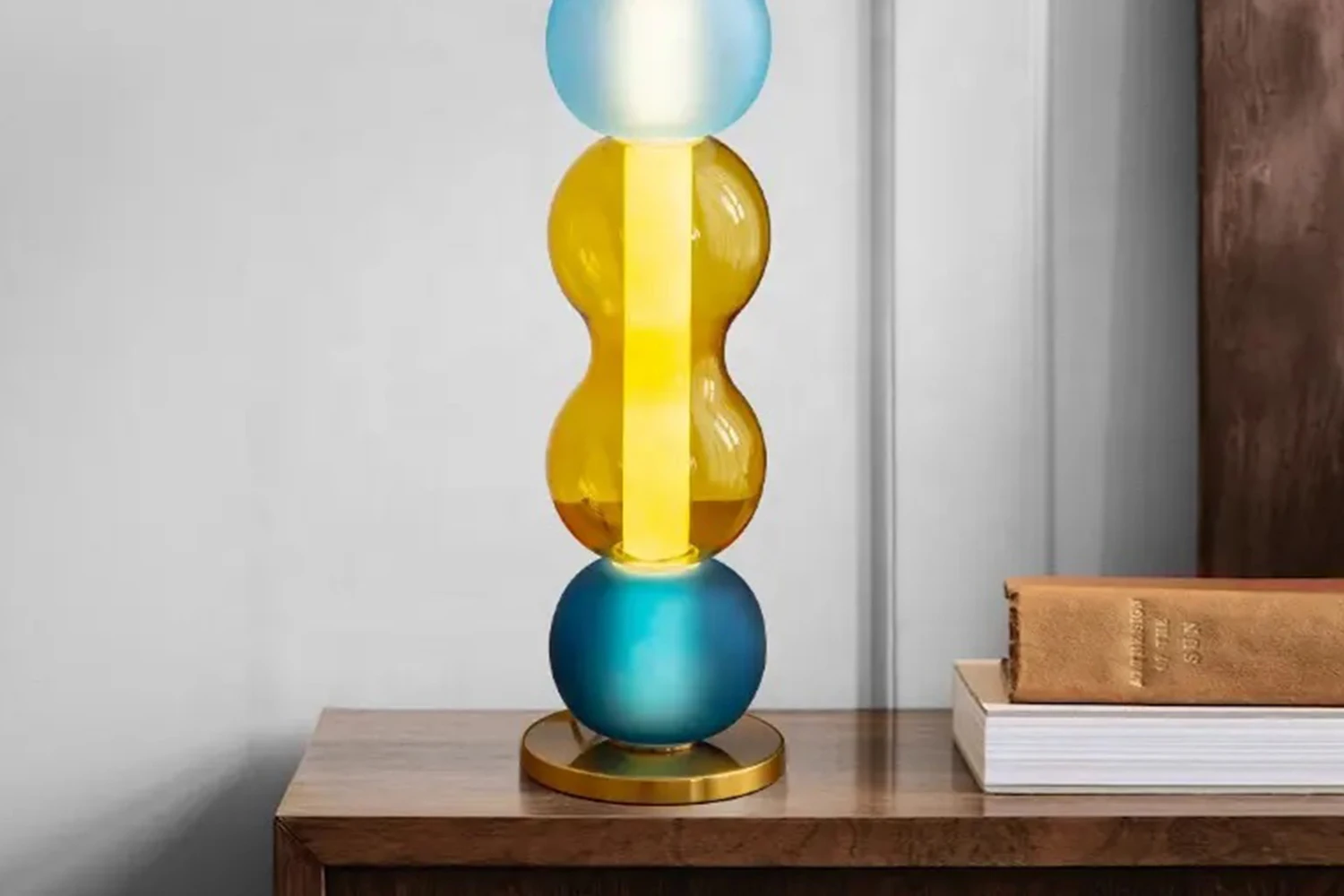Modern Interior Design Glass Long Design Linear Yellow Blue Globes ...