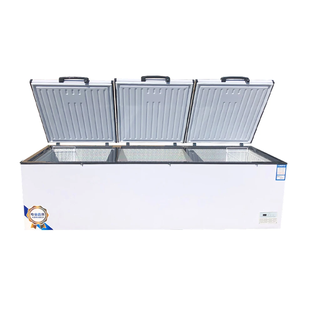 Supermarket large capacity deep chest freezer frozen food fish ice ...