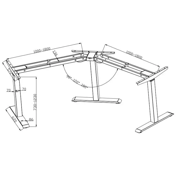 L Shape Motor Electric Lifting Desk Sit Standing Height Adjustable Desk ...