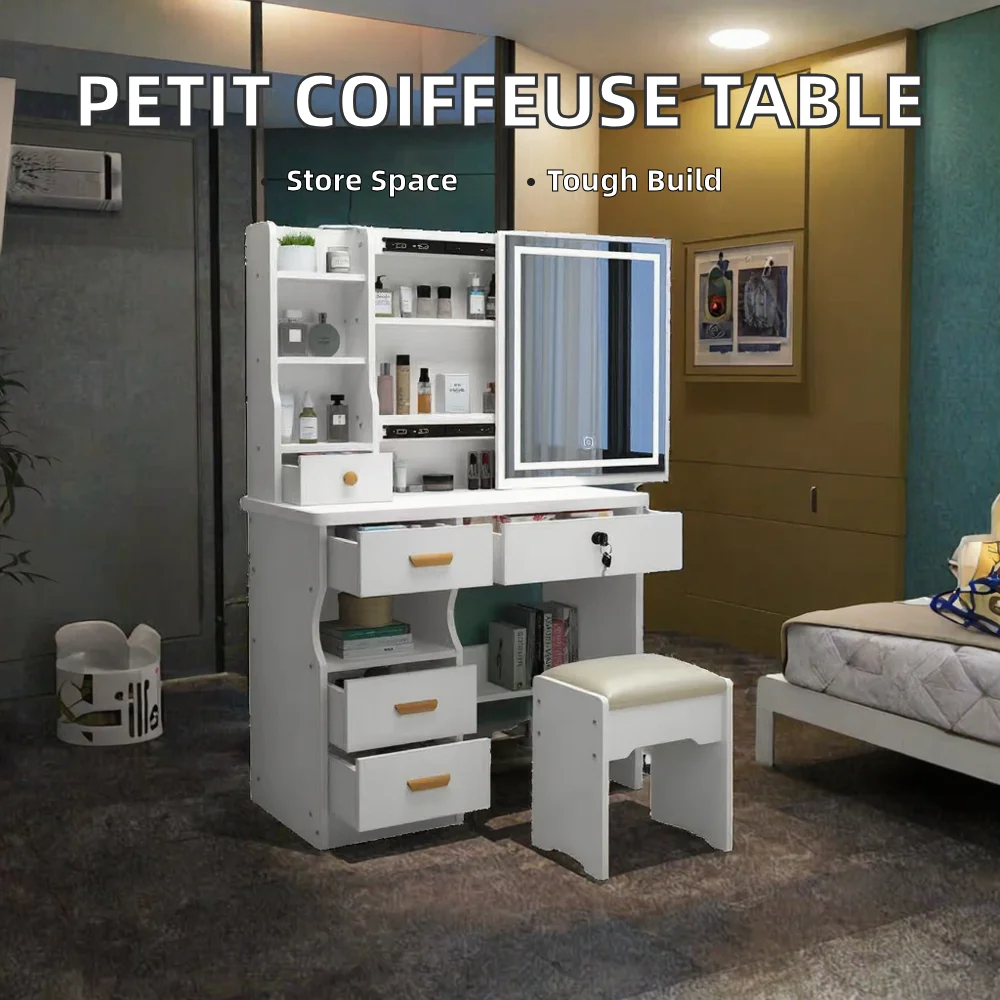 Petit Coiffeuse Ins Style Modern Minimalist Wood Panel Bedroom Storage ...