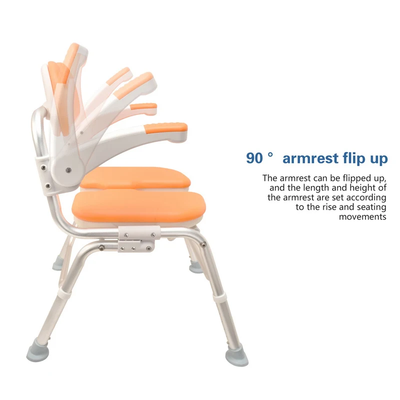 Adjustable Lightweight Modern Shower Chair Backrest Flip-Up Armrests ...