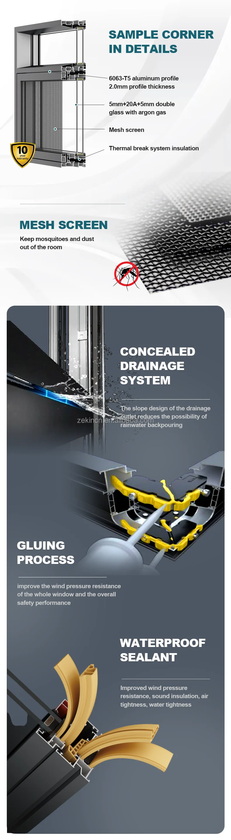 Customized Aluminum Window Frame Aluminum NFRC AS2047 Certification ...