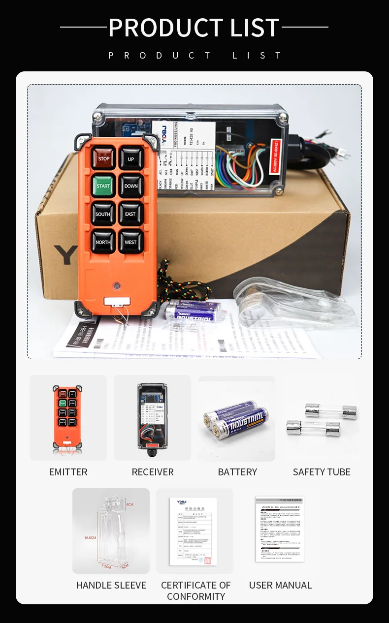 F21-e2b 6 Buttons Container Truck Crane Wireless Remote Control Push Button Switch Lift Hoist ...