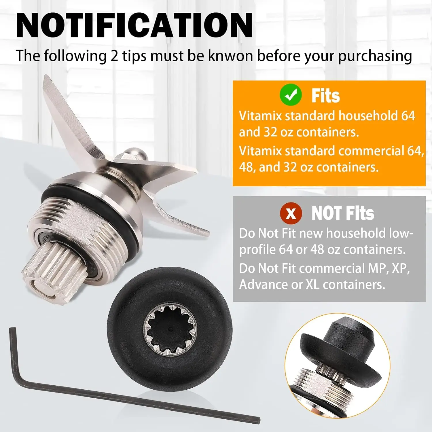 Blender Repair Kit Retainer Nut Vita Mix Blender Drive Socket With Allen Wrench 891 802 ...