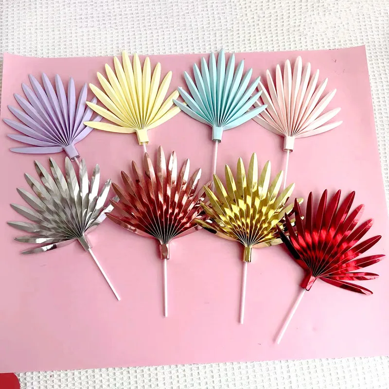 Cross Border Wind Fan Birthday Cake Plug-in Leaves Paper Baked Cake to ...