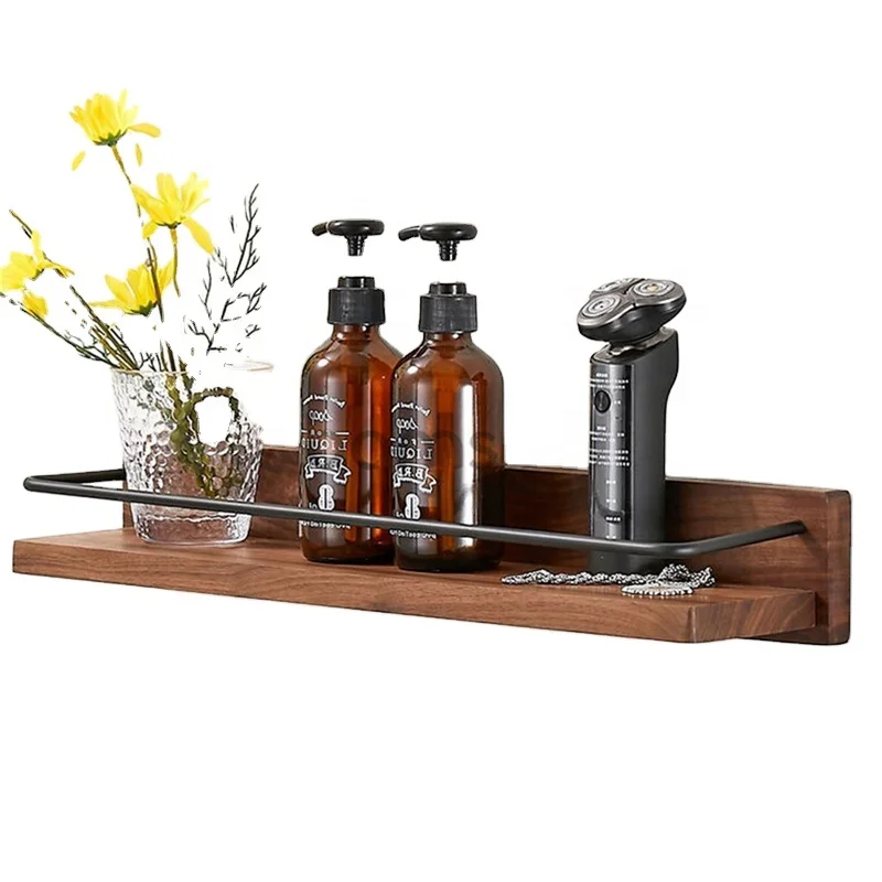 Walnut Wood Floating Shelves Wall Shelves For Bathroom Storage Shelves ...