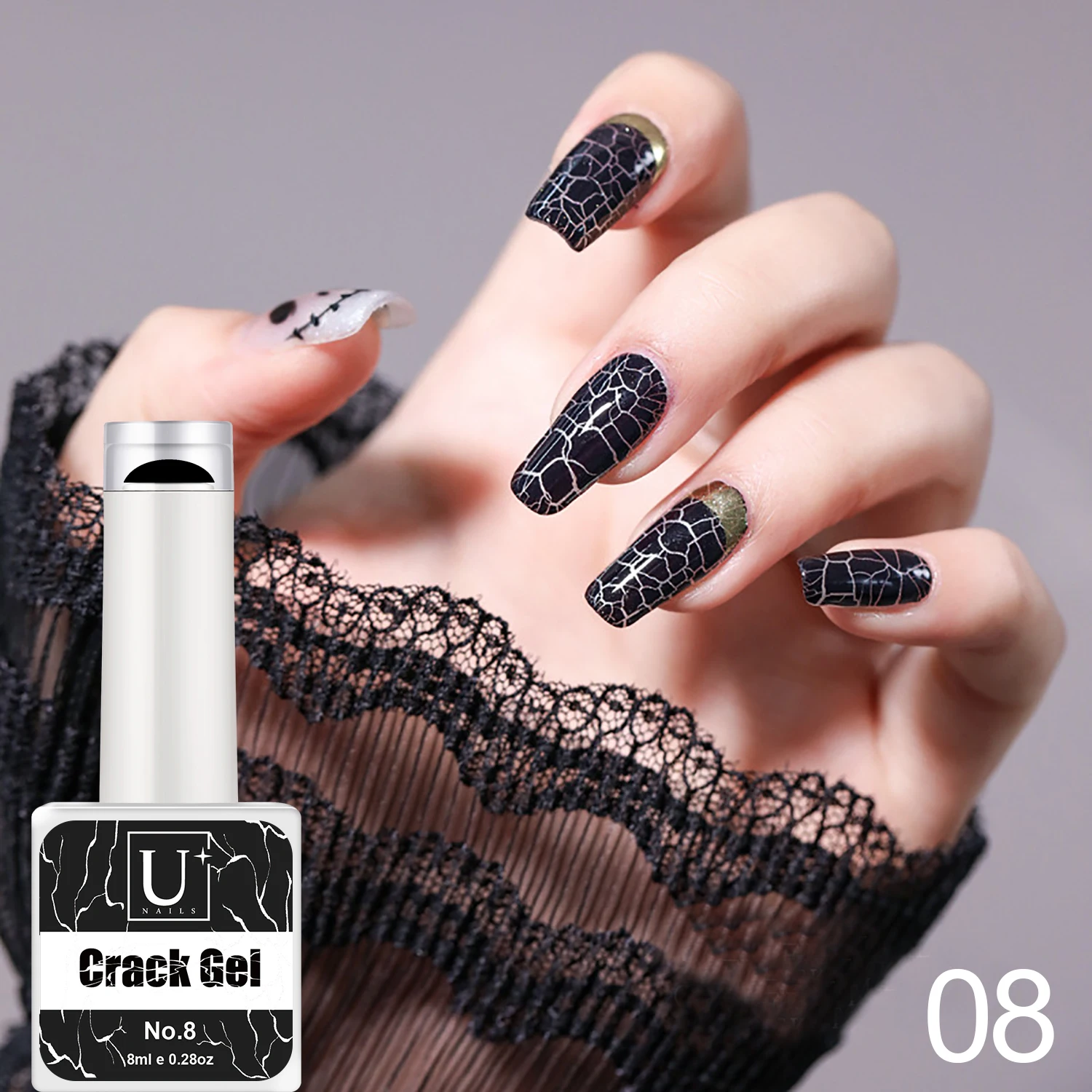 Fashion Crack Effect Cracker Crackle Gel Nail Art Polish With White ...