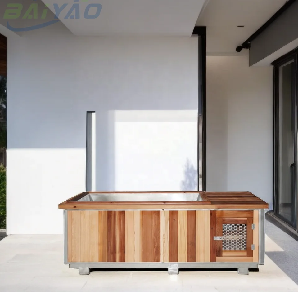 Cold Plunge Ice Bath Outdoor Wooden Cold Tub With Chiller For Recovery ...