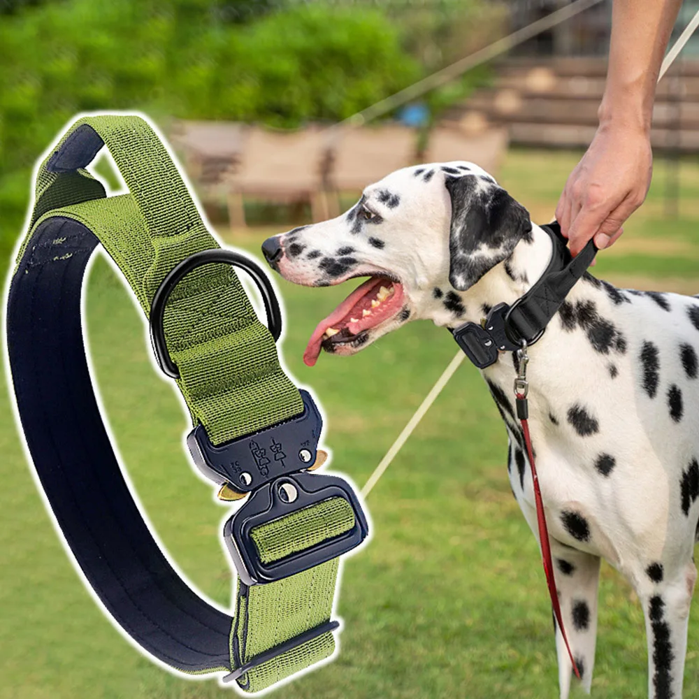Nylon Tactical Dog Collar And Leash Set With Car Safe Buckle Clip Heavy ...