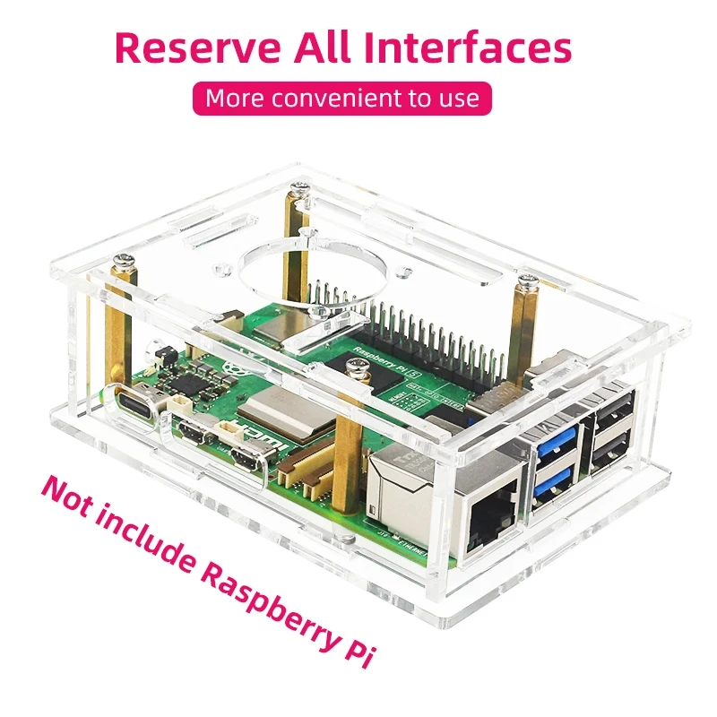 Raspberry Pi 5 Acrylic Case Transparent Shell Enclosure with Fan
