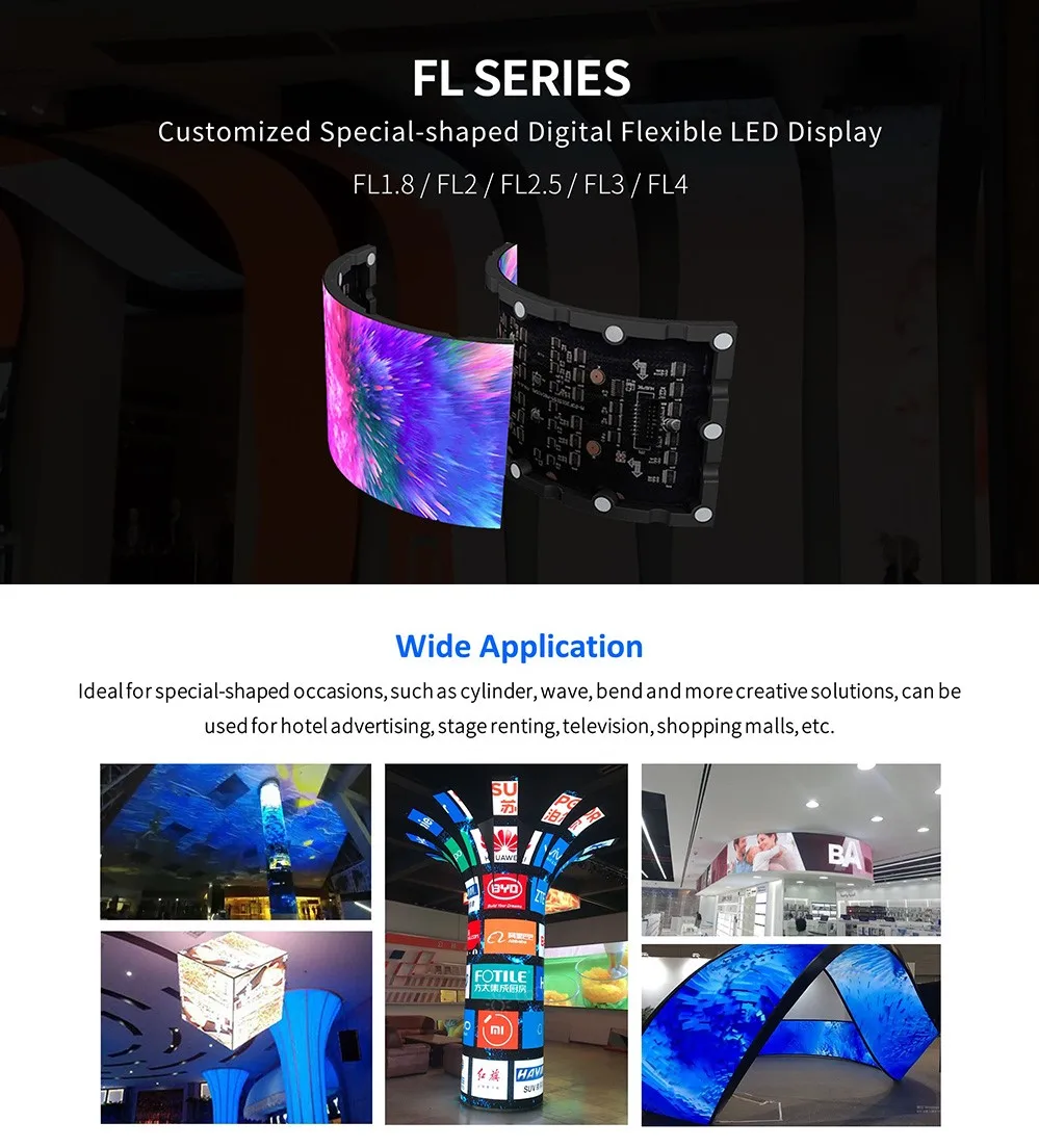 P1.8 P4 Indoor Modular And Flexible Ring Soft Rgb Led Tv Wall High ...