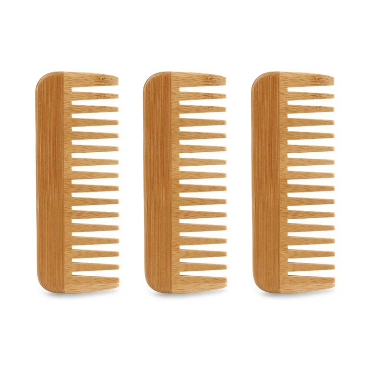 High Quality Natural Bamboo Comb Personal Label Wooden Wide Tooth Hair ...